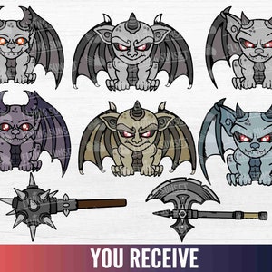 Cute Gargoyle SVG, Gargoyle Clip Art, Demon Statue Cricut Cut File ...