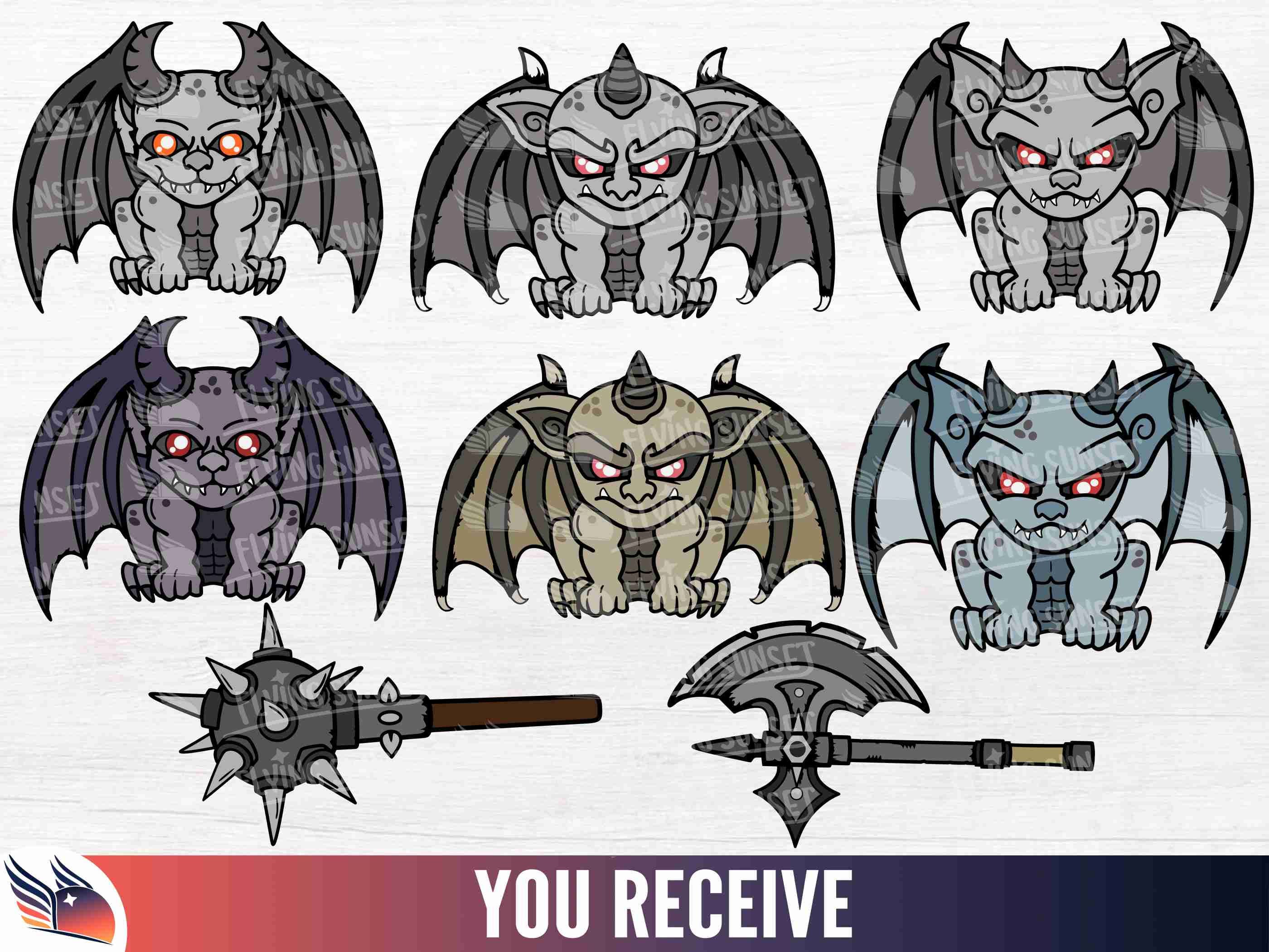 Cute Gargoyle SVG, Gargoyle Clip Art, Demon Statue Cricut Cut File ...