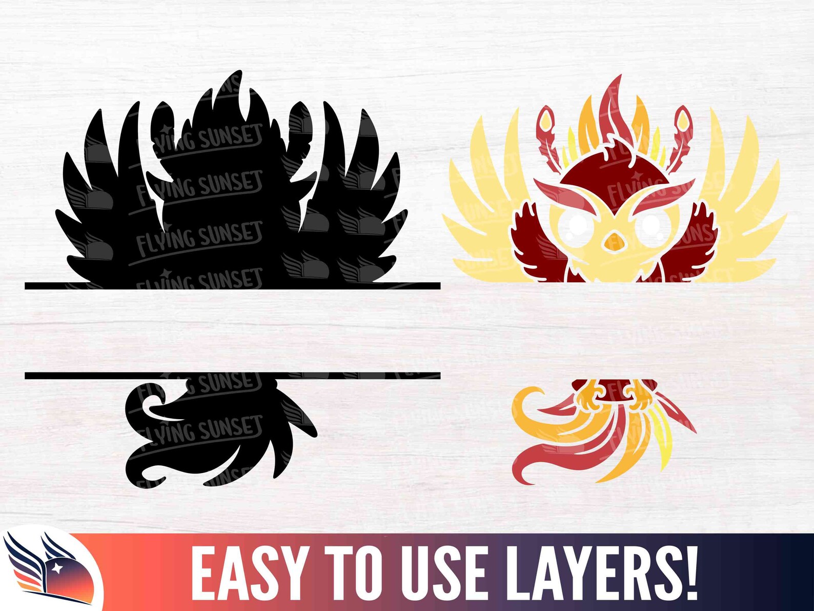 Cute Phoenix Monogram SVG PNG, Phoenix Bird Name Tag Custom, Firebird ...
