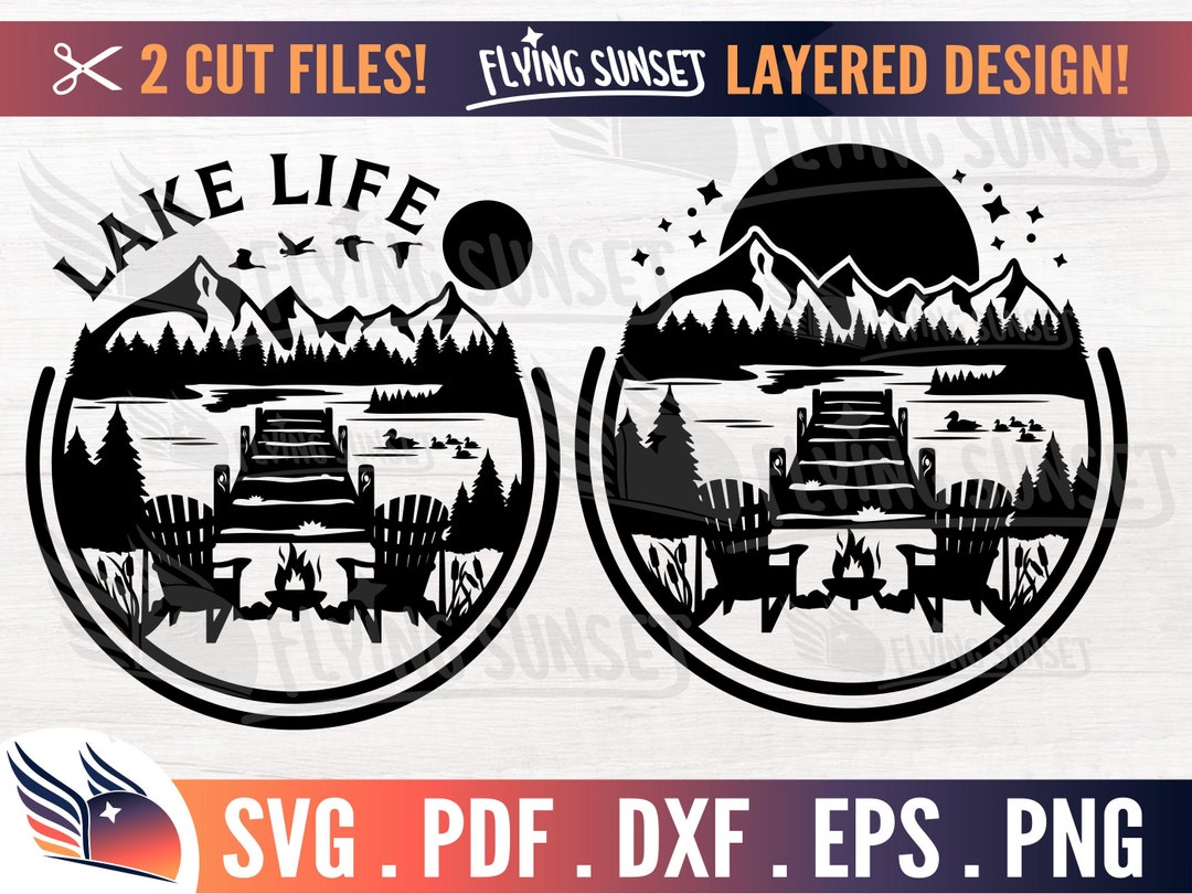 Lake Scene SVG, Lake Life Svg, Mountain Landscape, Forest Cut File ...