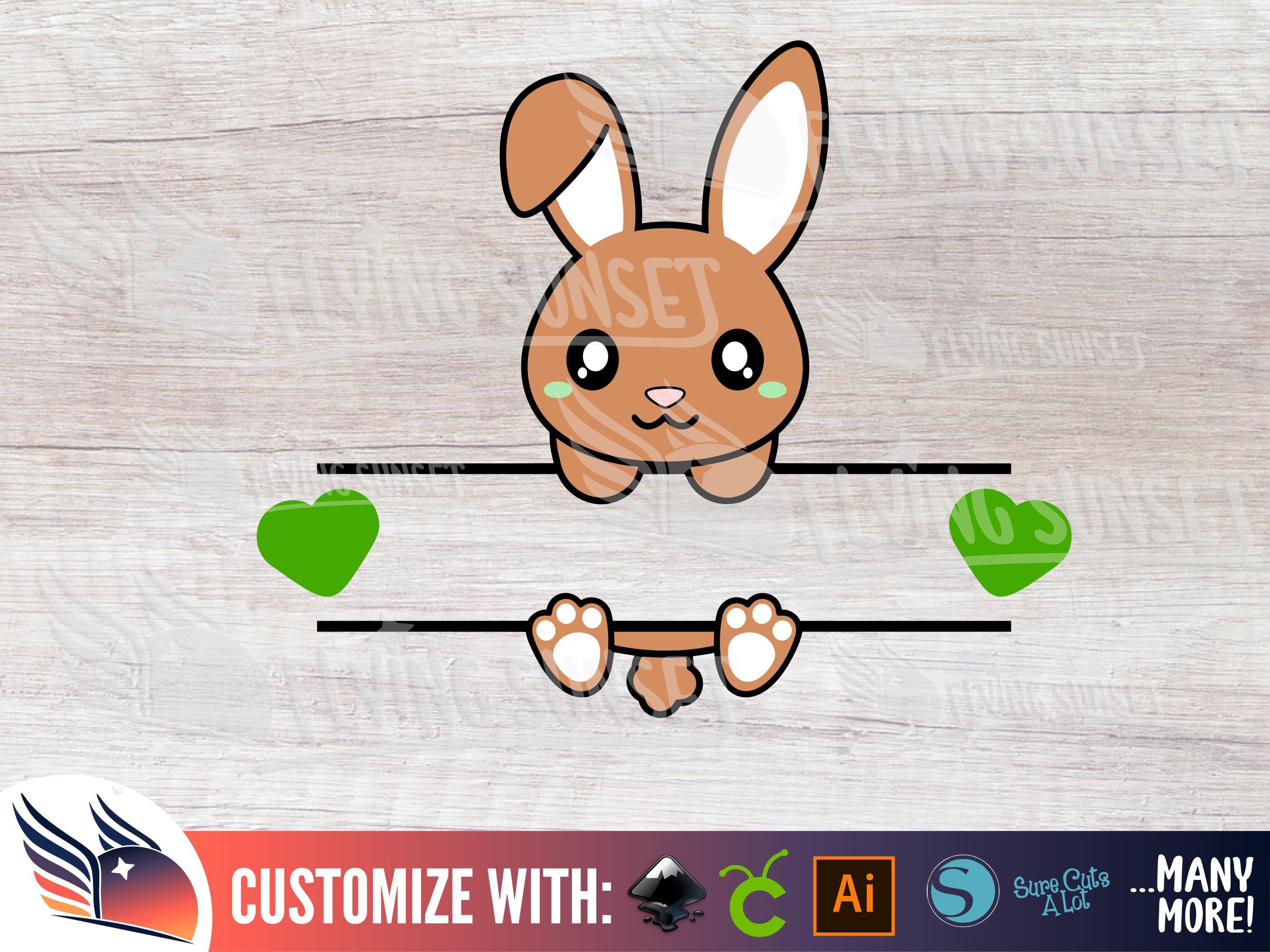 Cute Bunny Monogram SVG Baby Rabbit Svg Kawaii Bunny Clipart - Etsy