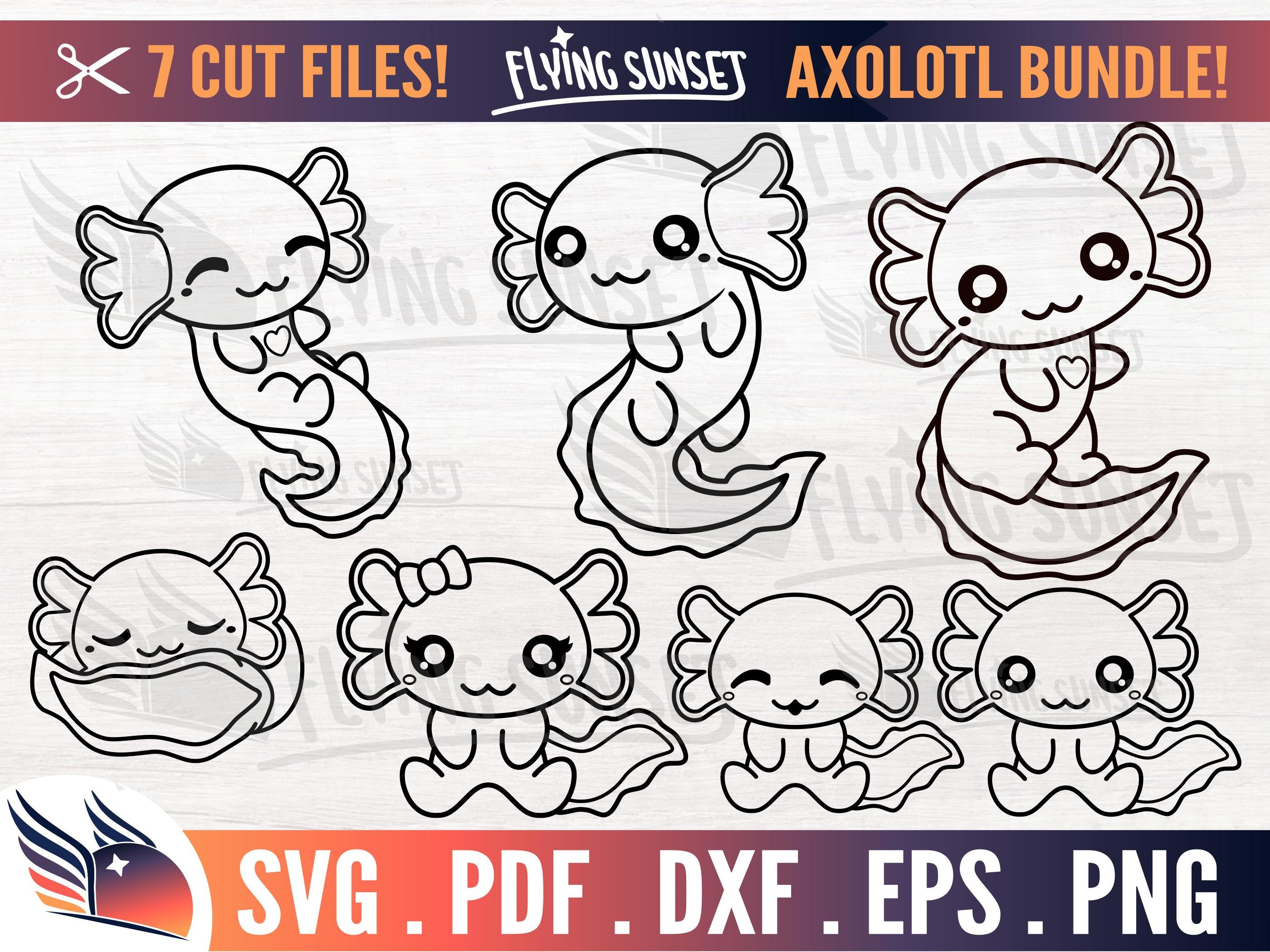 Axolotl Outline Svg Cute Axolotl Png Axolotl Coloring Page Etsy Canada