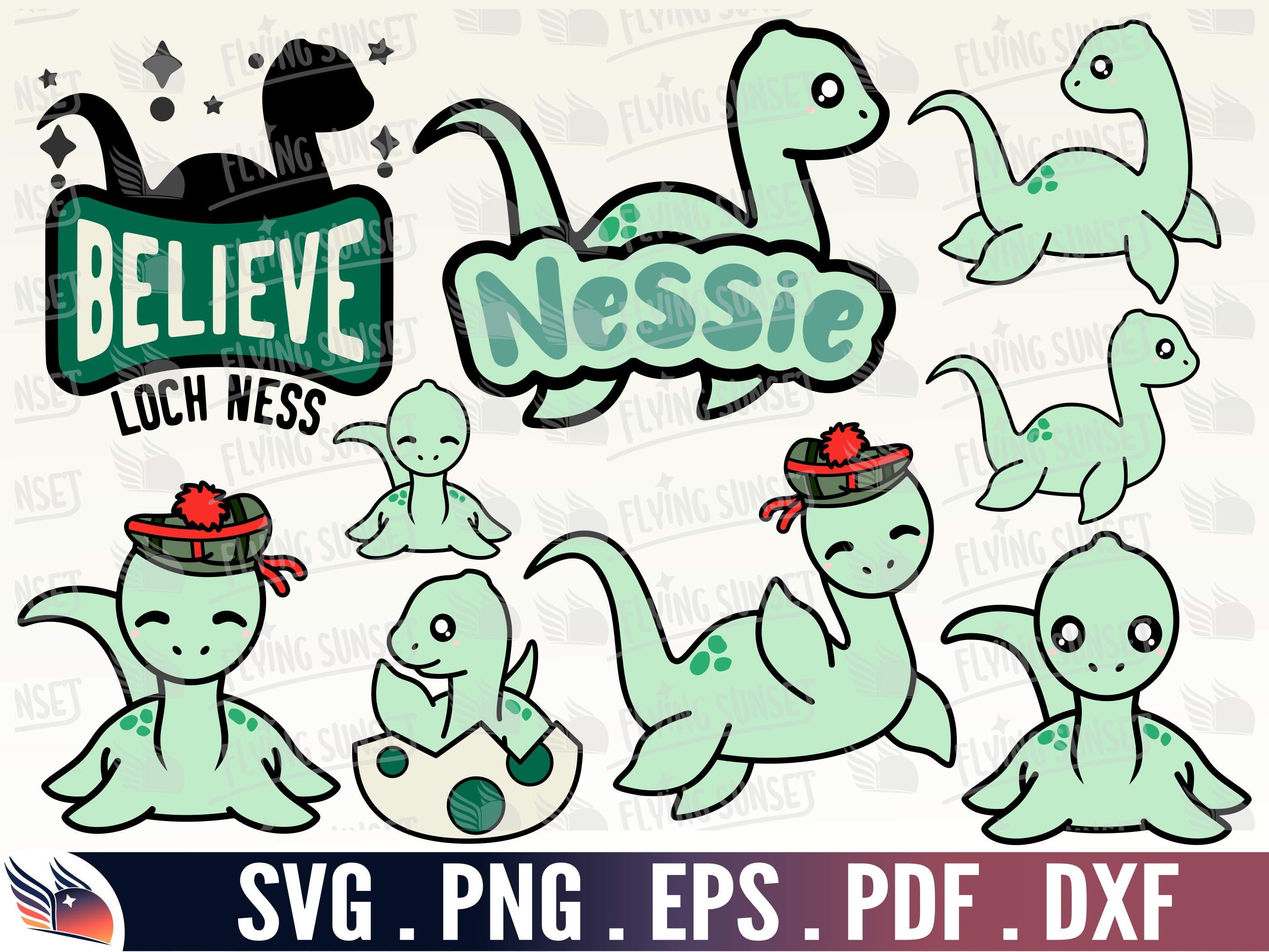 Loch Ness Monster SVG PNG, süße Nessie Cryptid Cricut geschnitten Datei ...