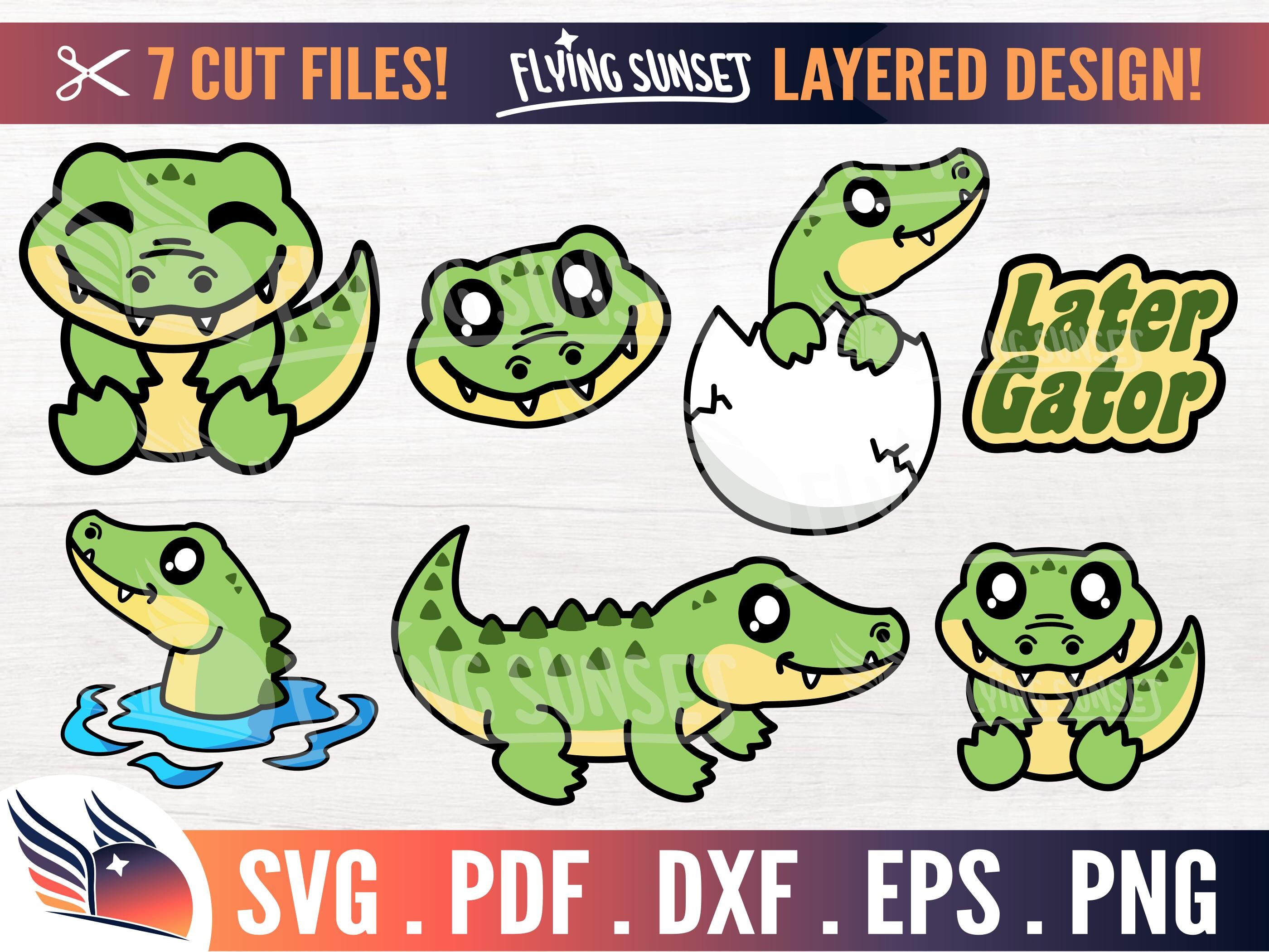 Cute Alligator SVG Baby Crocodile PNG Kawaii Gator Clipart - Etsy UK