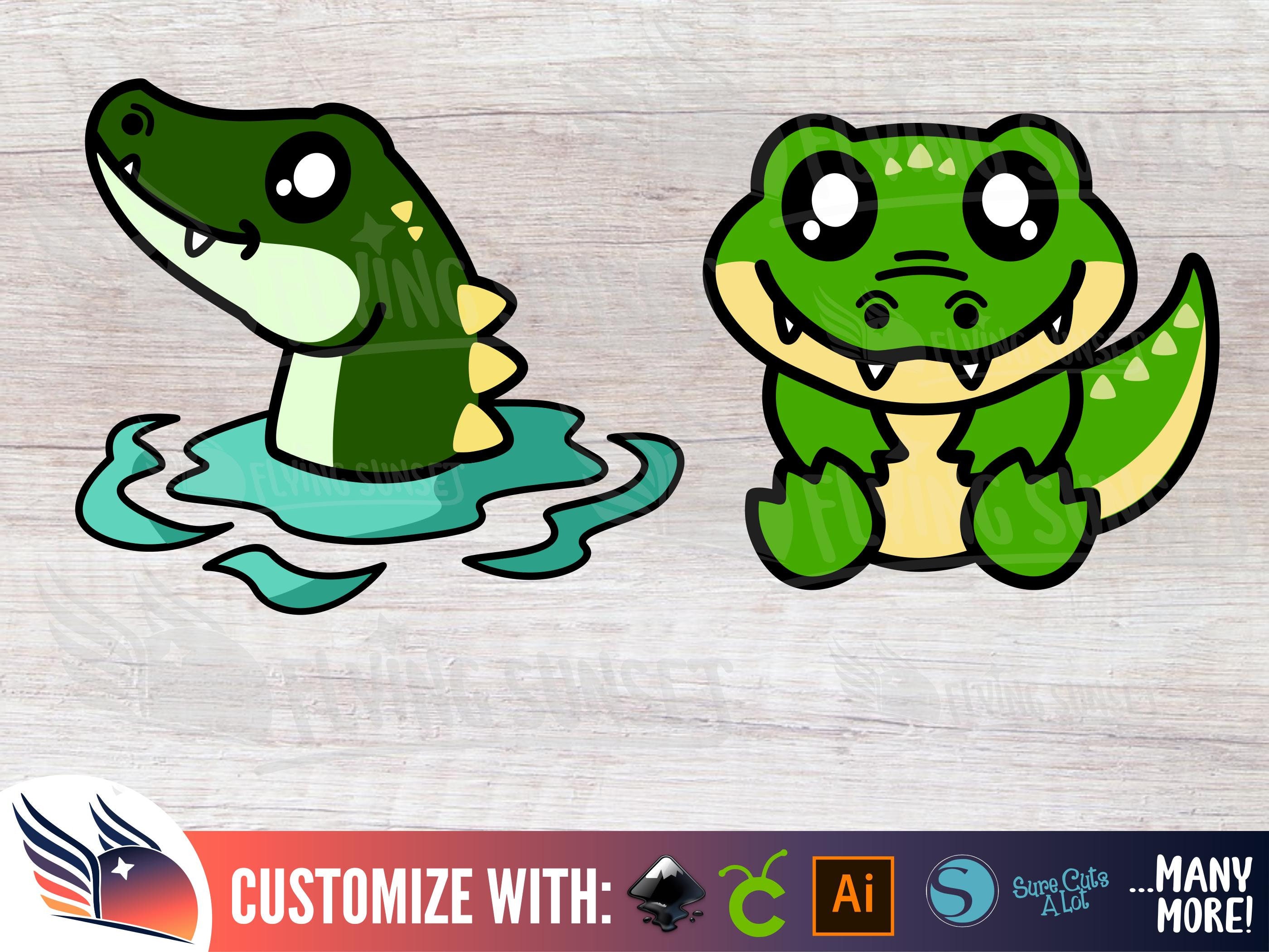 Cute Alligator SVG, Baby Crocodile PNG, Kawaii Gator Clipart, Cricut ...