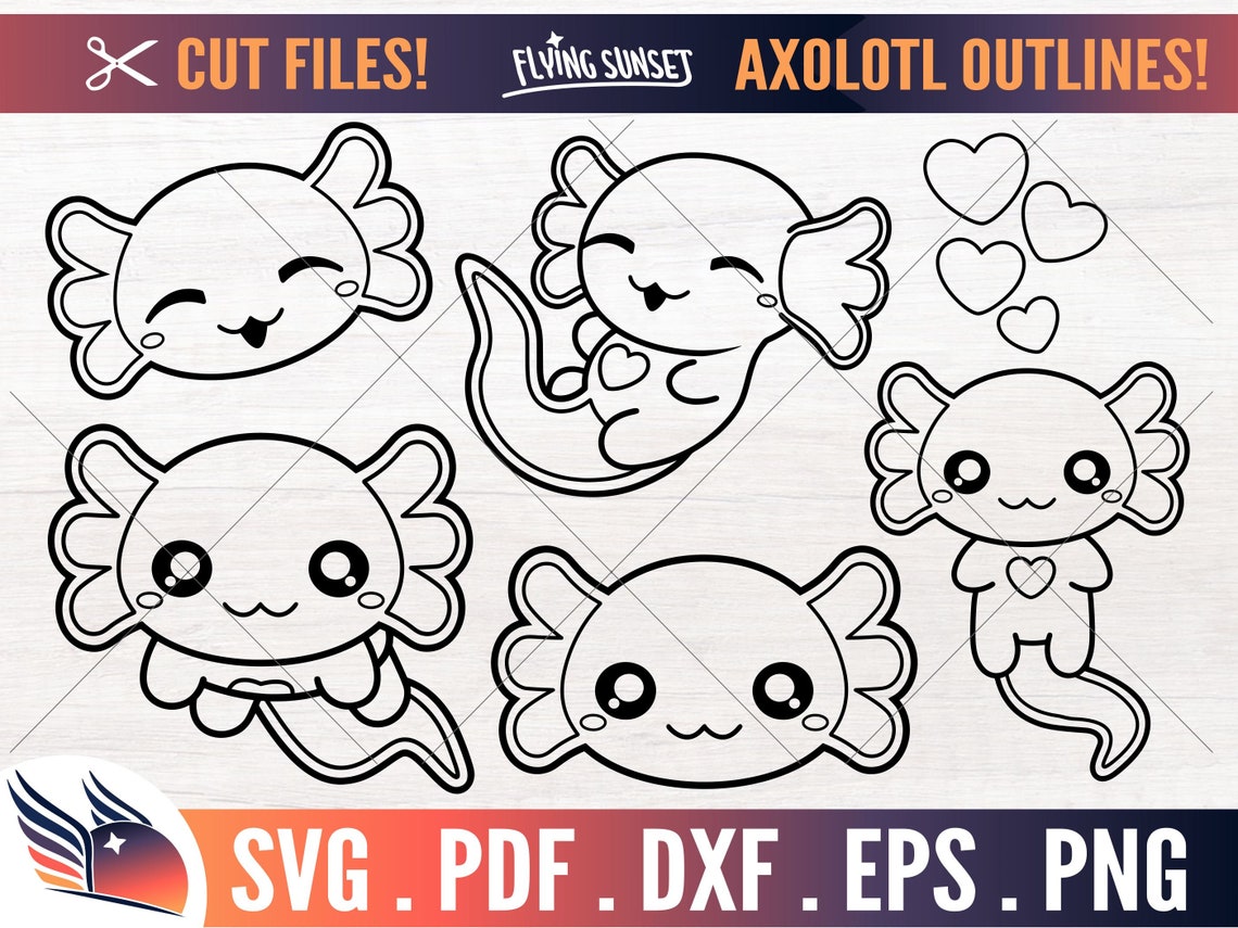 Axolotl Outline SVG Cute Axolotl PNG Axolotl Coloring Page - Etsy UK