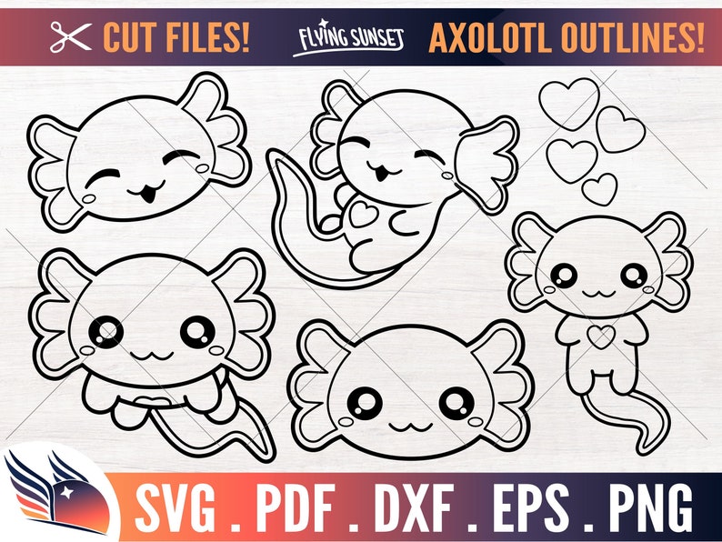 Axolotl Outline Svg Cute Axolotl Png Axolotl Coloring Page Etsy New
