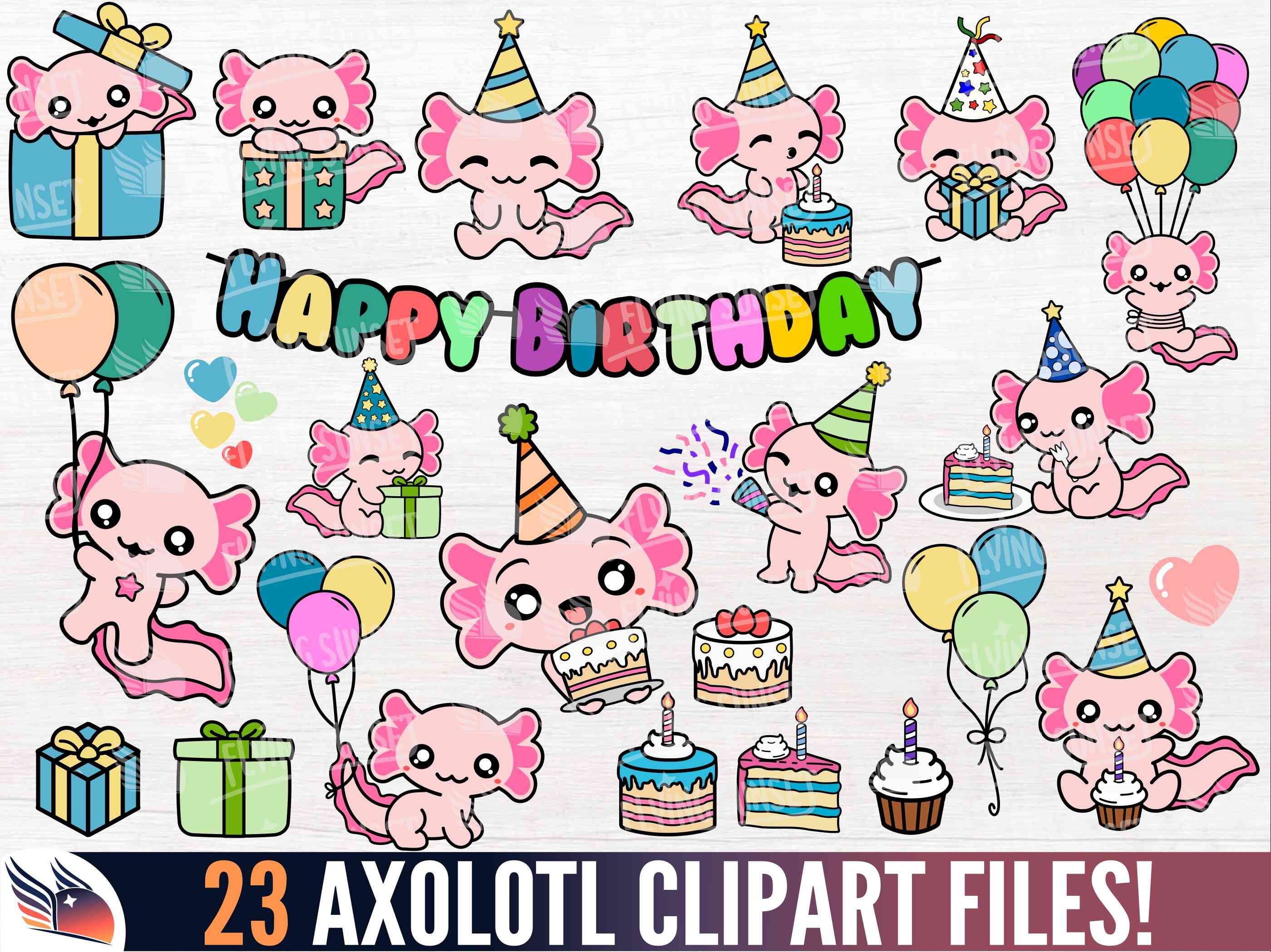 Birthday Axolotl Clipart Cute Axolotl PNG Happy Birthday - Etsy Ireland