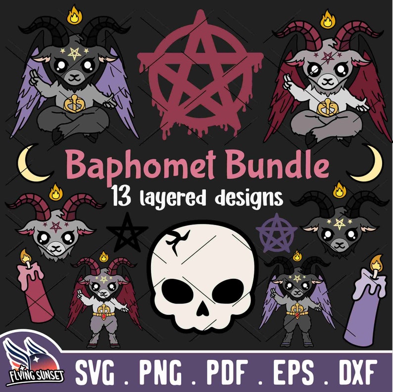 Cute Baphomet SVG Bundle, Baphomet Clipart, Cryptid PNG, Cricut Cut ...