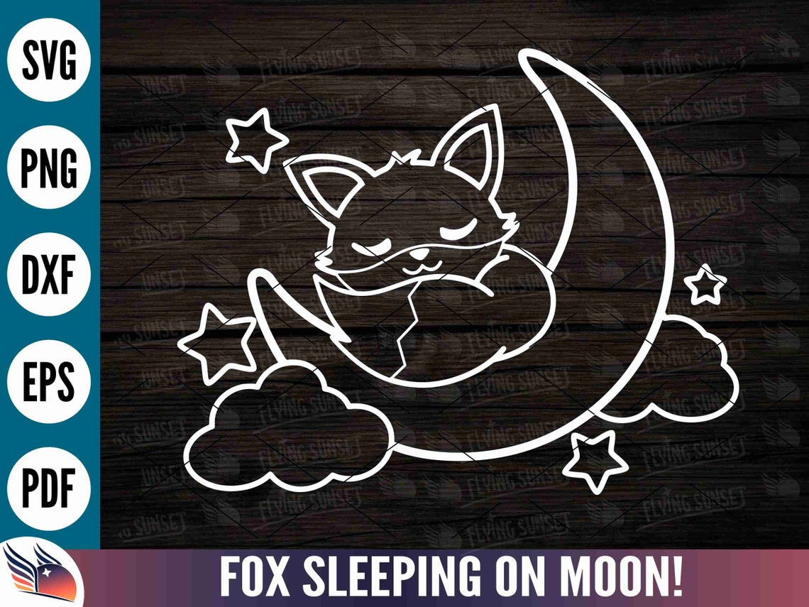 Fox Sleeping on Moon SVG, Clipart, Woodland Animal Silhouette (digital ...