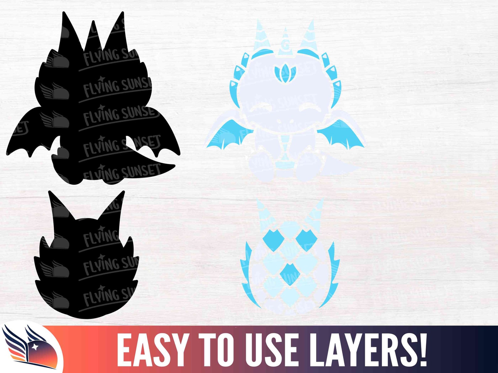 Cute Ice Dragon SVG PNG Baby Snow Dragon Clipart Kawaii - Etsy