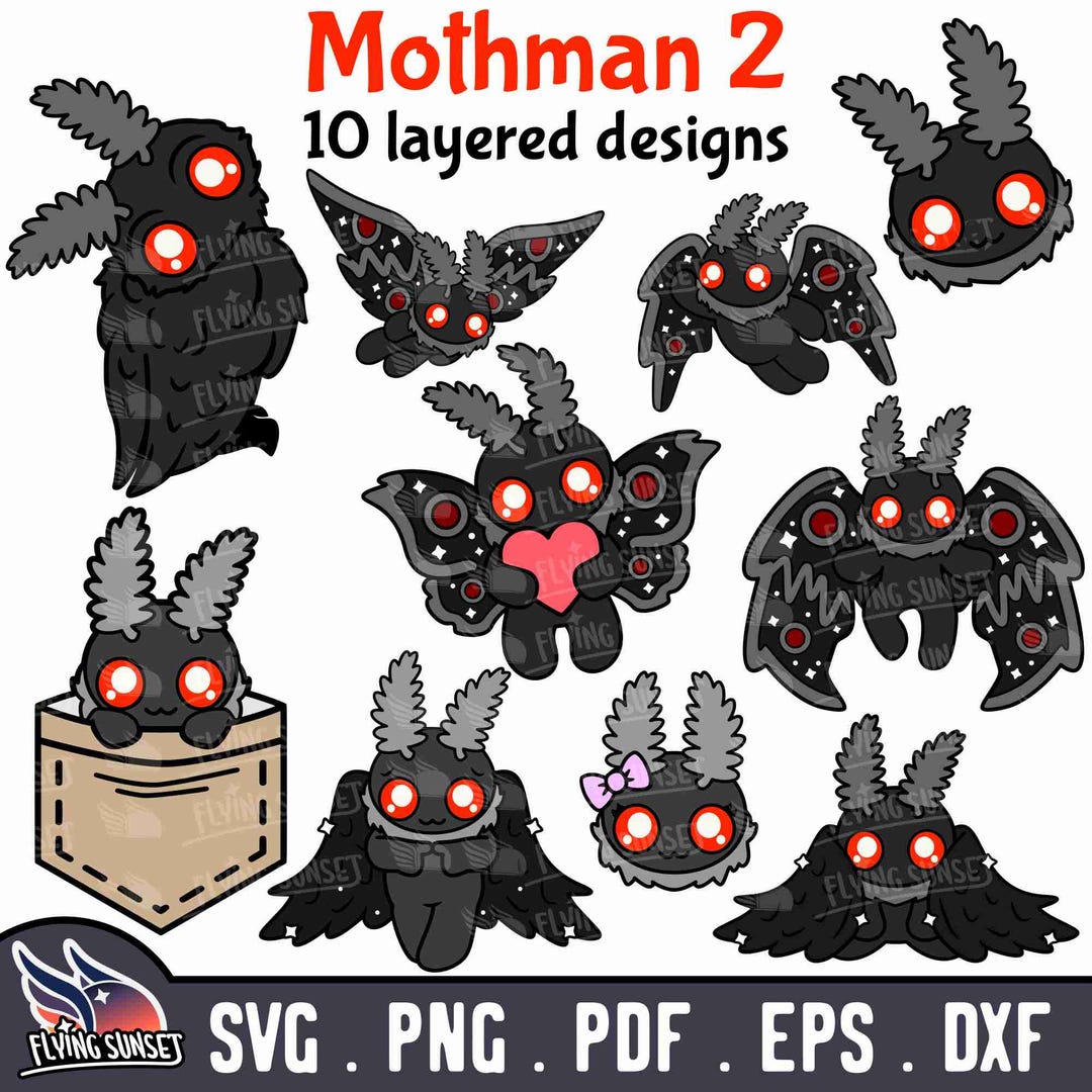 Cute Mothman Cryptid SVG, Mothman Clipart Cut Files, Kawaii Cryptid PNG ...