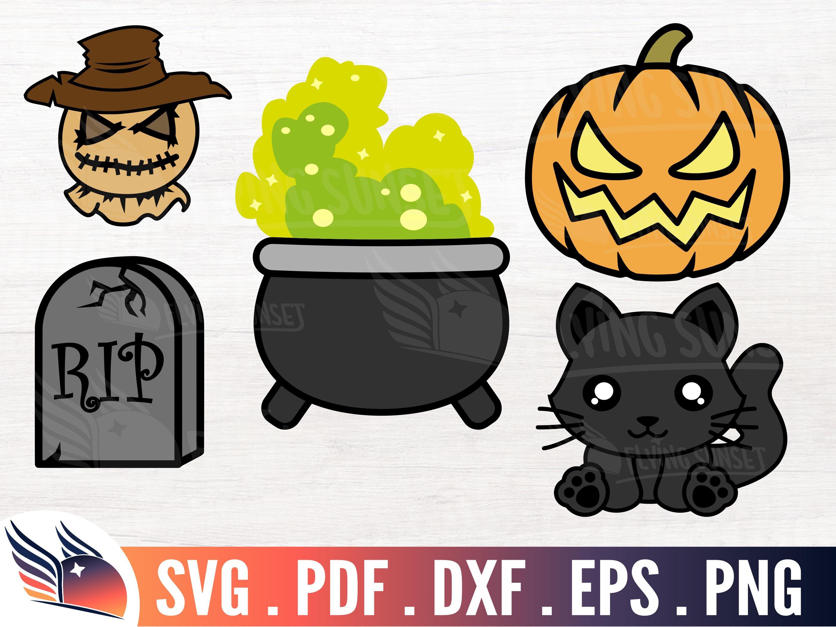 Cute Halloween SVG Halloween Clipart Bundle Kawaii Halloween - Etsy