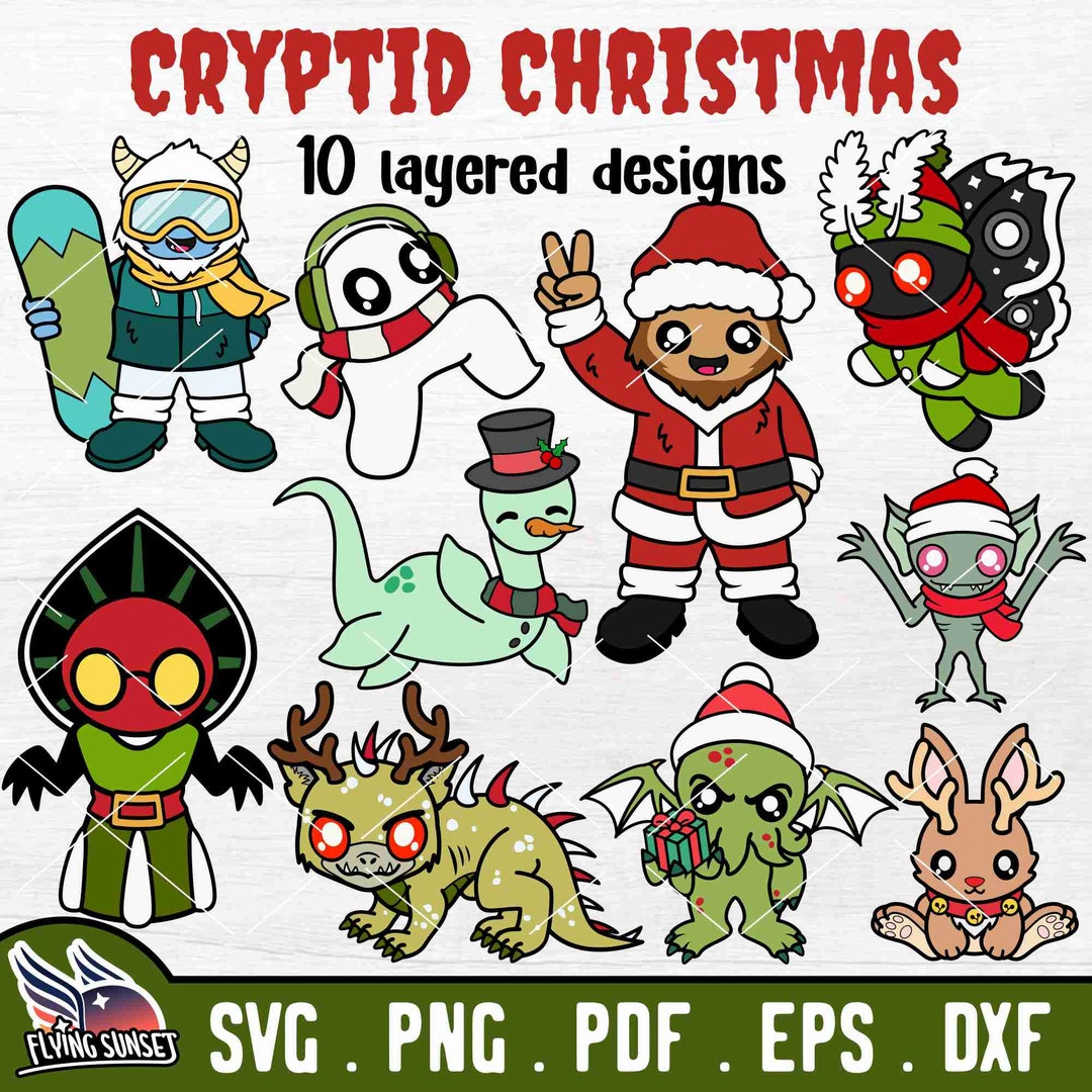 Christmas Cryptid Clipart, Cute Cryptid SVG Bundle, Merry Christmas ...