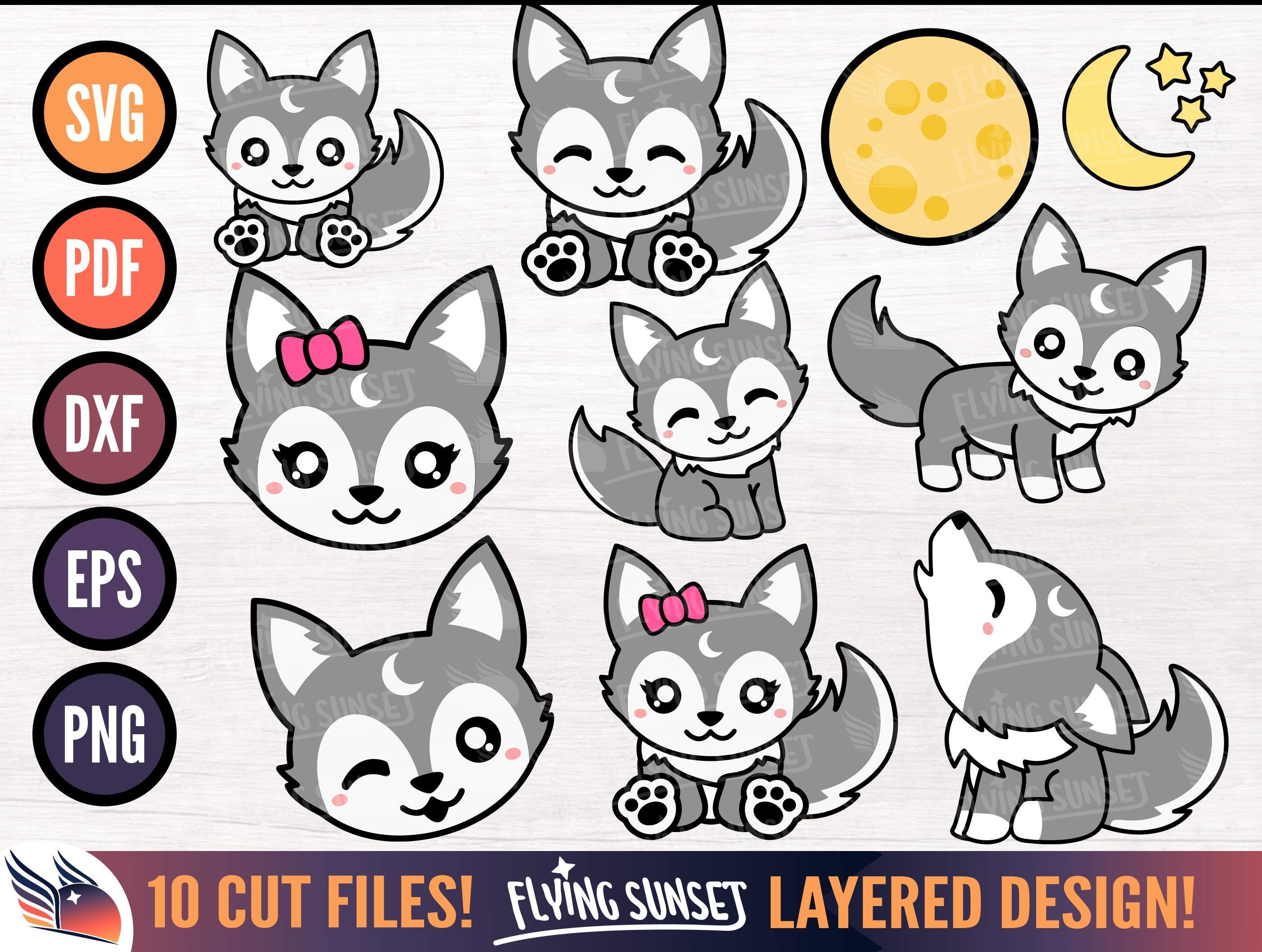 Baby Wolf SVG PNG, Cute Wolf Cut File, Woodland Animal Clipart, Full ...