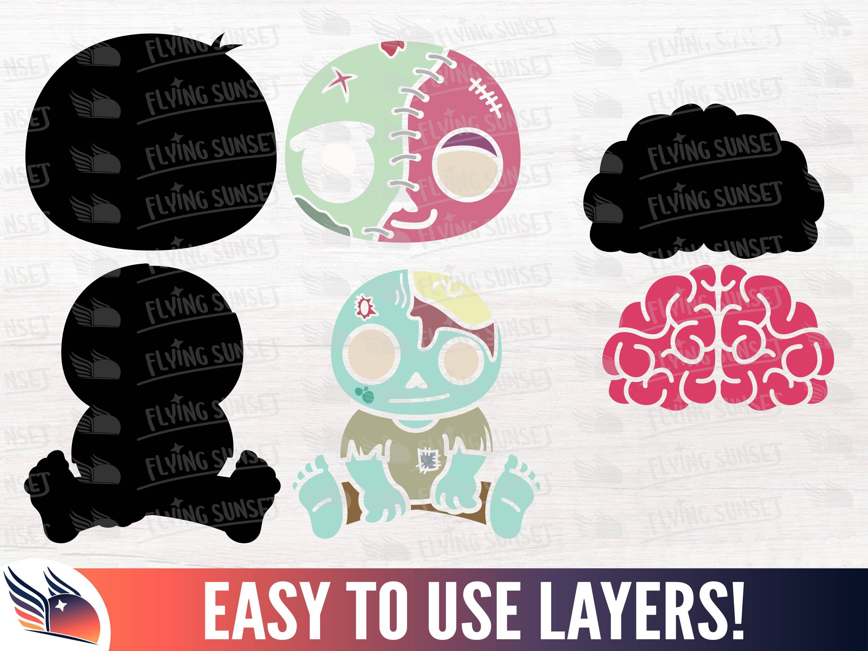 Zombie SVG Bundle, Kawaii Zombie Clipart PNG, Spooky Design Sticker ...