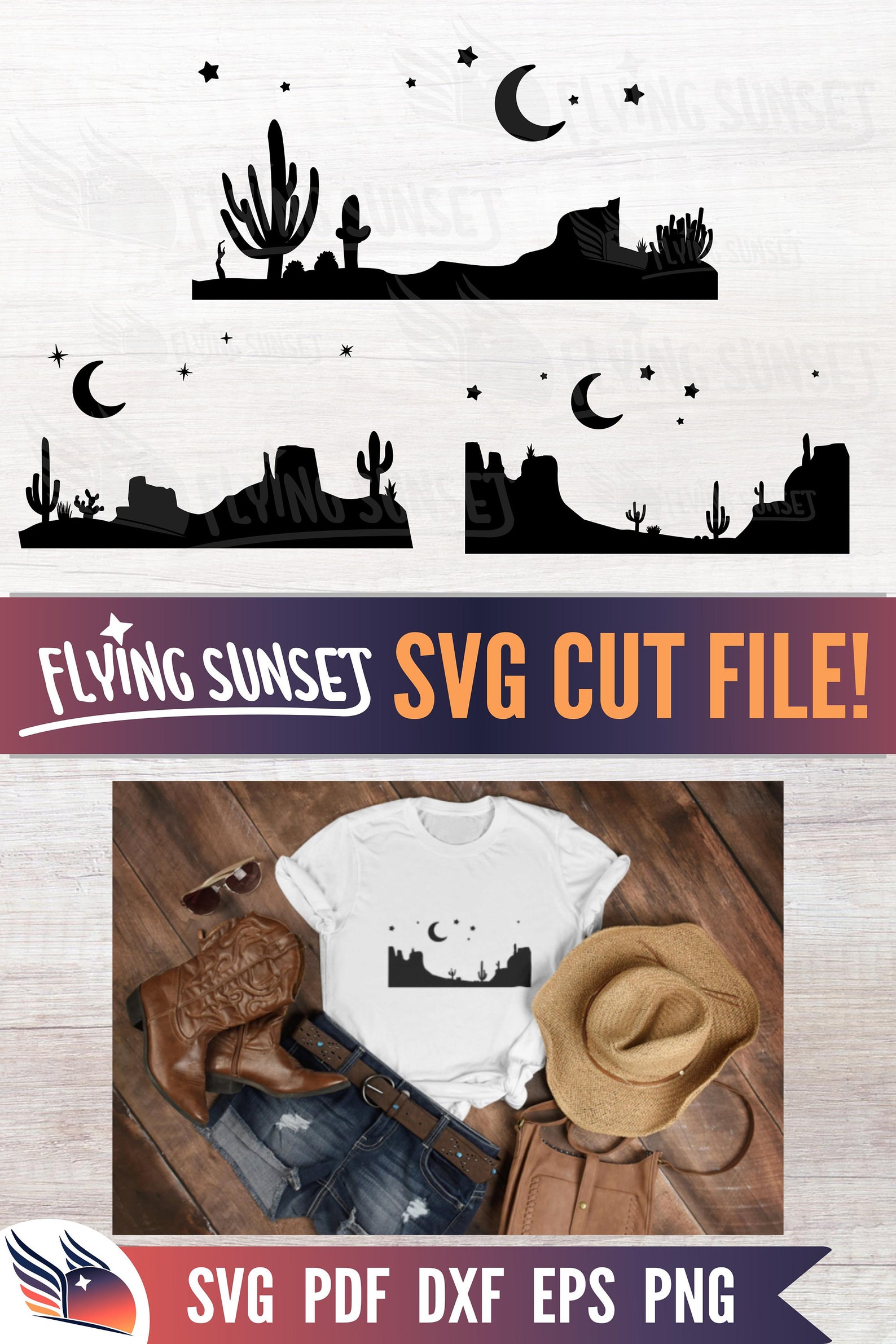 Desert Night Svg Desert Svg Cactus Svg Desert Landscape - Etsy