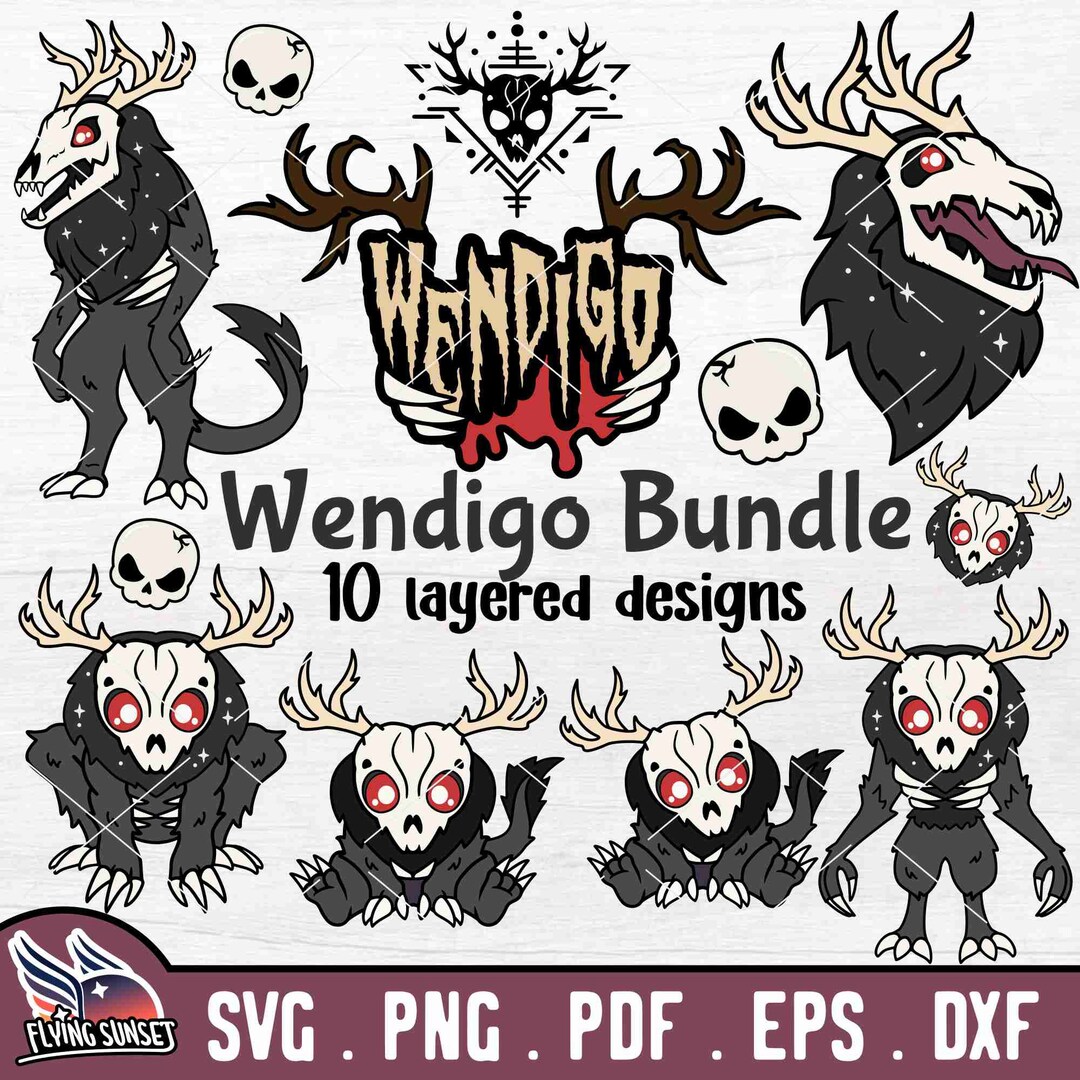 Cute Wendigo SVG Clipart, Kawaii Wendigo PNG Bundle, Cryptid Cut File ...