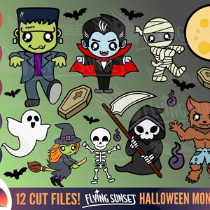 Cute Halloween SVG, Spooky Monster Cut File Cricut, Kawaii Dracula ...
