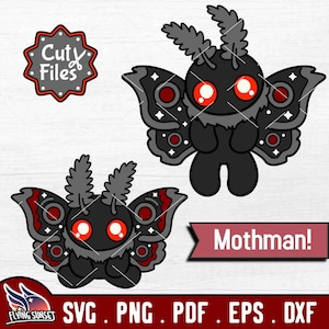Cute Mothman SVG, Mothman Clip Art Cut Files, Kawaii Cricut PNG, Spooky ...