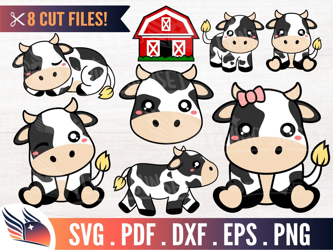Cute Cow SVG Baby Cow Svg Bundle Cow Face SVG Farm Animal - Etsy