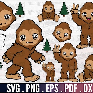 Cute Bigfoot SVG, Baby Cryptid Clipart, Kawaii Monster Bundle, Anime ...