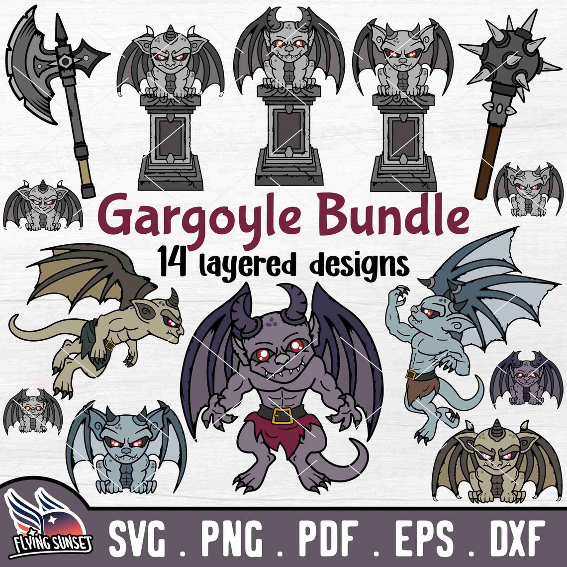 Cute Gargoyle SVG, Gargoyle Clip Art, Demon Statue Cricut Cut File ...