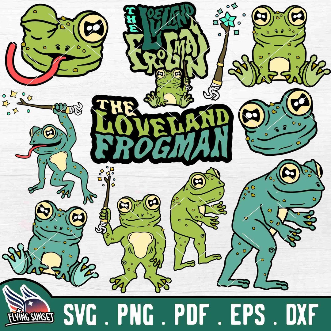 Loveland Frogman SVG Bundle, Cute Cryptid Cut File, Layered Vinyl Decal ...