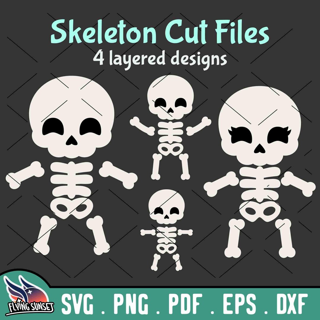 Cute Skeleton SVG, Skeleton Clip Art Bundle, Crochet Iron on Design ...