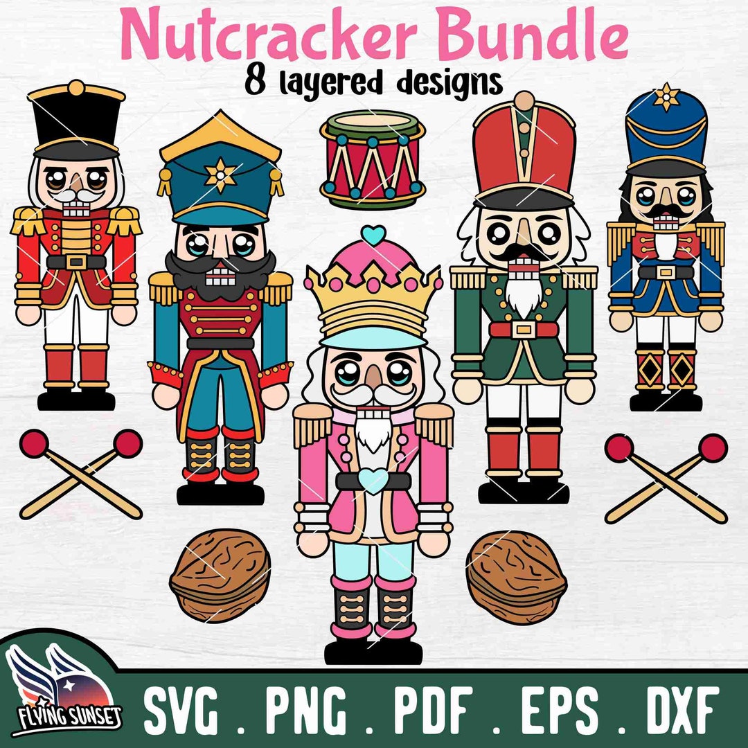 Cute Nutcracker SVG Clipart, Layered Nutcracker Cut File, Toy Soldier ...