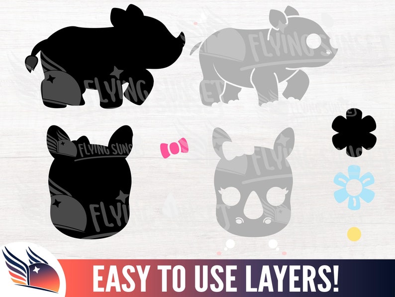 Cute Rhino SVG Baby Rhinoceros Clipart Layered Cricut Cut - Etsy