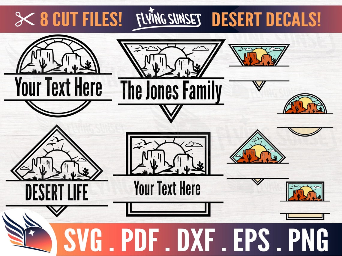 Desert Monogram SVG, Western Landscape Decal, Southwest Silhouette Logo ...