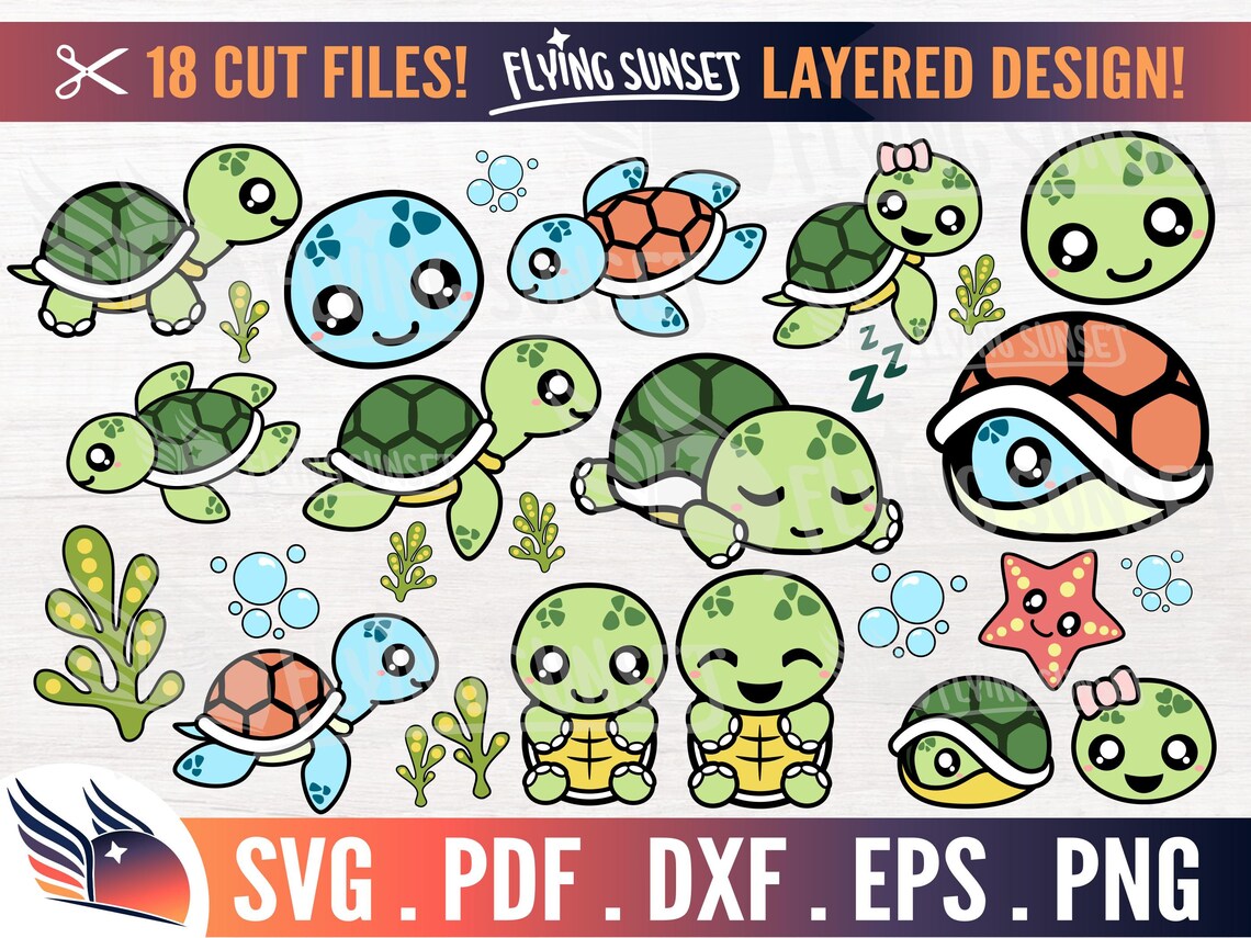 Cute Turtle SVG Sea Turtle Svg Baby Turtle Clipart Bundle - Etsy