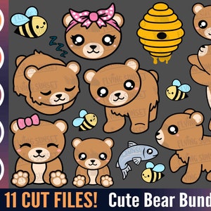 Cute Bear SVG PNG Kawaii Bear Cub Clipart Teddy Bear Cut - Etsy