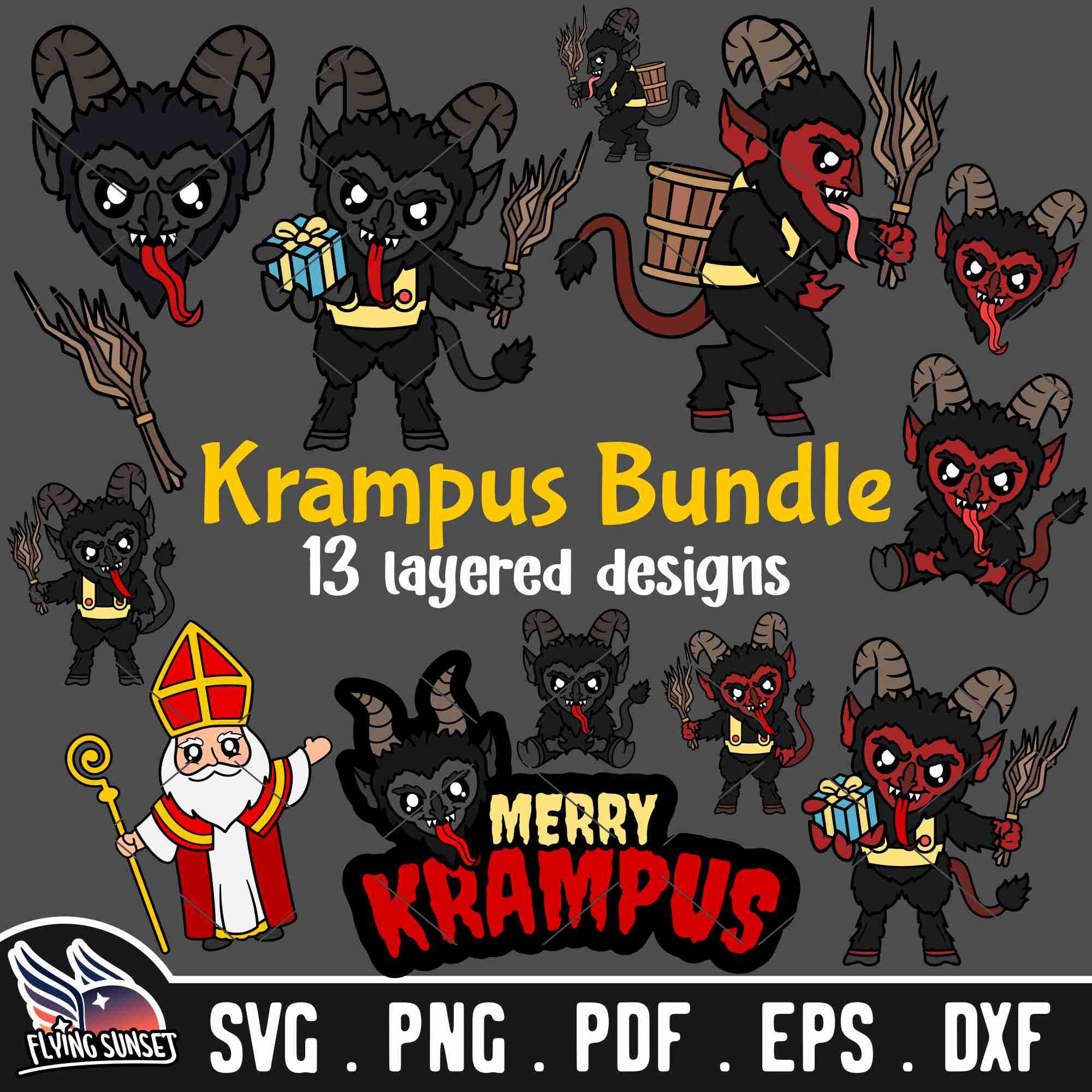 Krampus SVG Bundle, Merry Krampus PNG, Cricut Cut File, Cute Cryptid ...