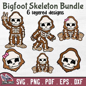 Bigfoot Skeleton SVG, Cute Bigfoot Clipart, Kawaii Cryptid Bundle ...