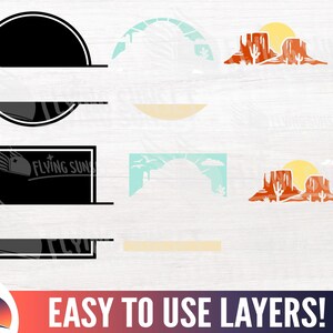 Desert Monogram SVG, Western Landscape Decal, Southwest Silhouette Logo ...