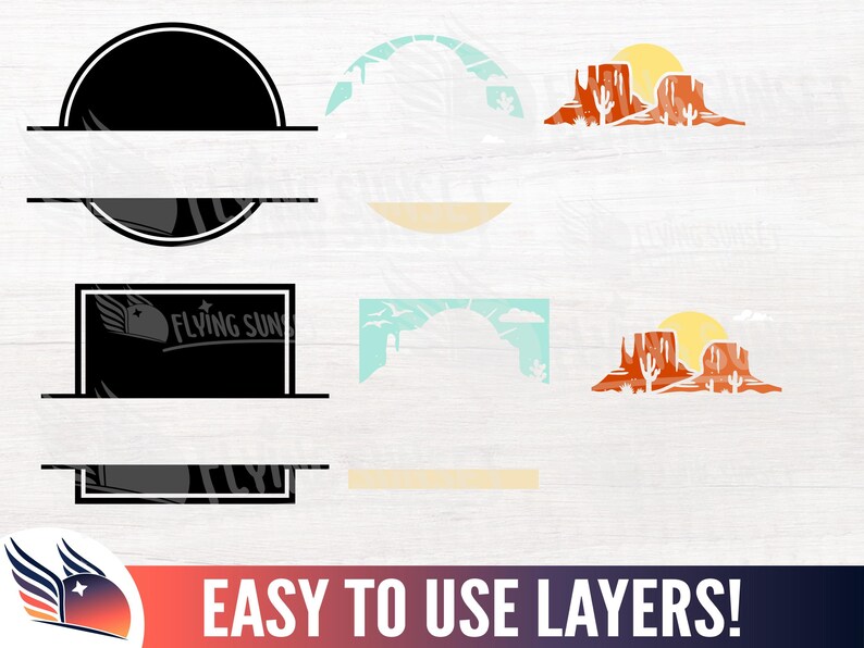 Desert Monogram SVG Western Landscape Decal Southwest - Etsy