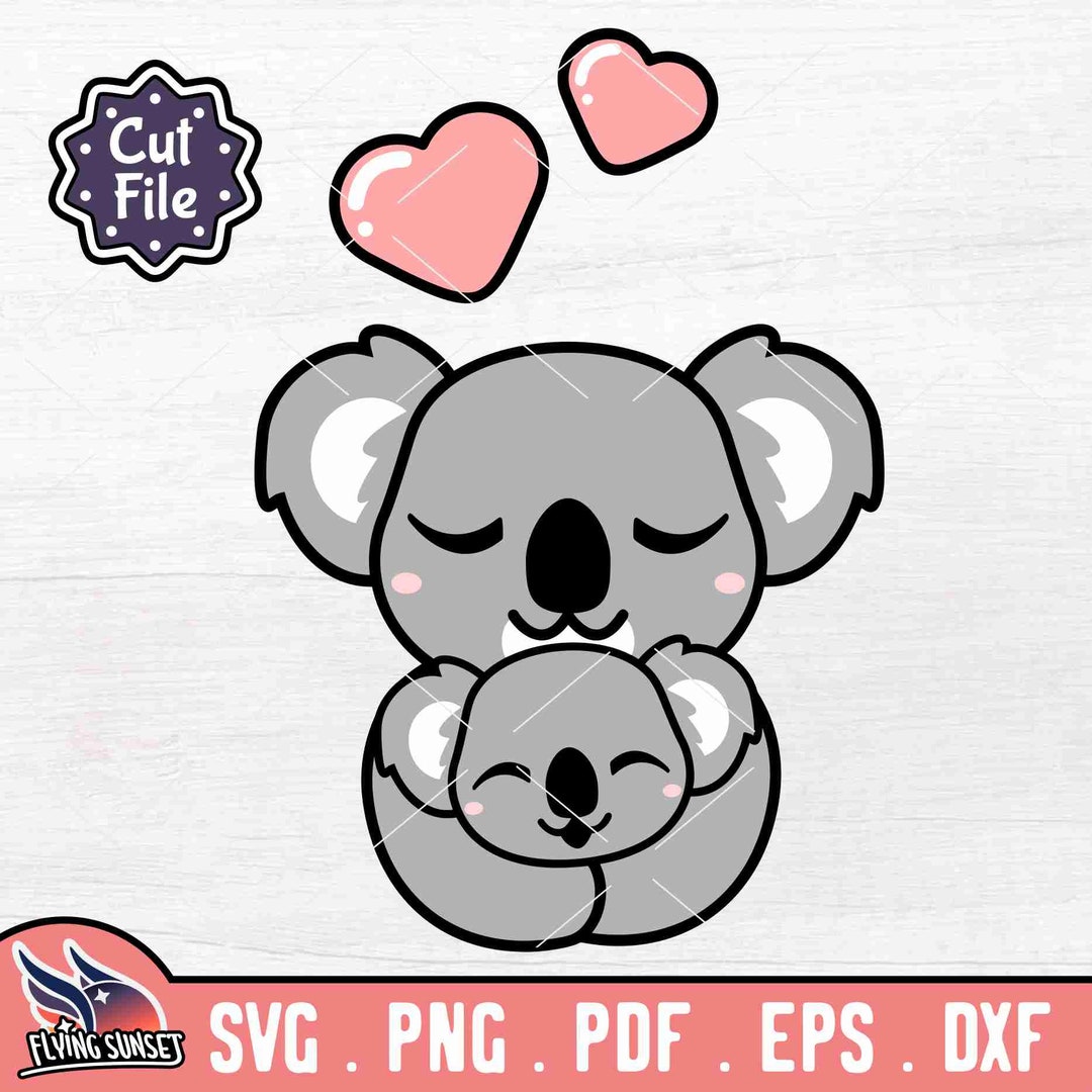 Mother and Child Koala Svg, Cute Koala Svg, Baby Koala Svg, Kawaii ...