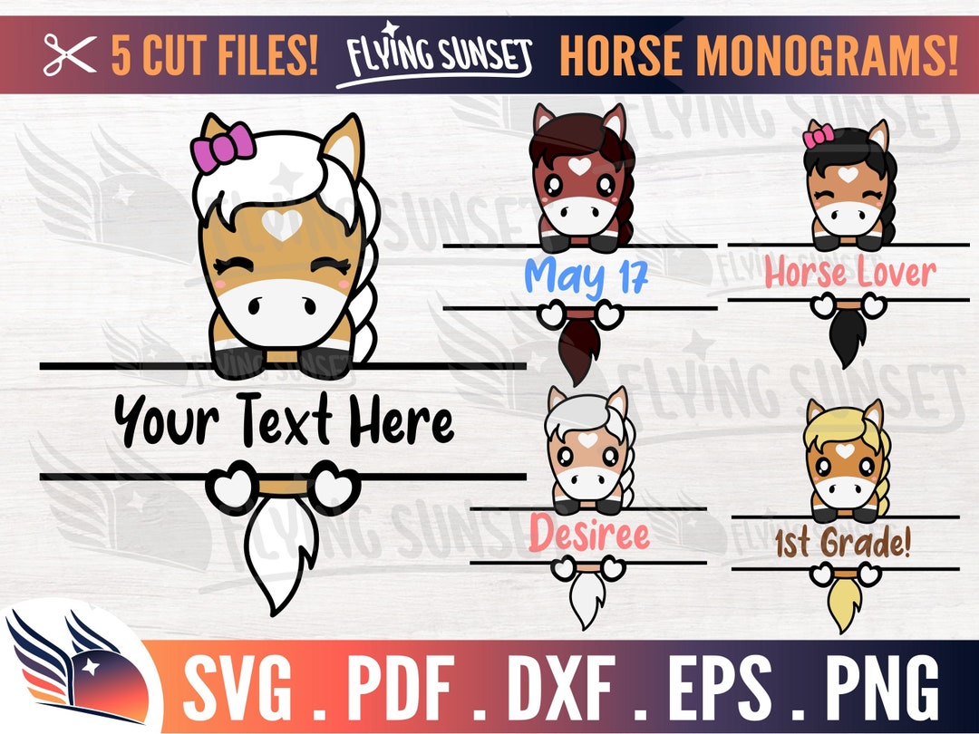 Cute Horse Monogram SVG Split Name Decal Baby Horse Clipart - Etsy