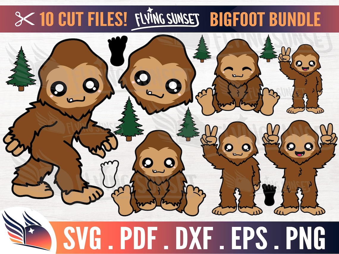Cute Bigfoot SVG Baby Bigfoot Clipart Kawaii Cryptid Bundle - Etsy