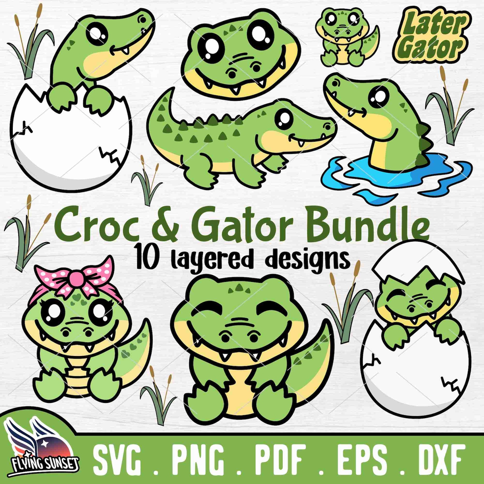 Cute Alligator SVG, Baby Crocodile PNG, Kawaii Gator Clipart, Cricut ...