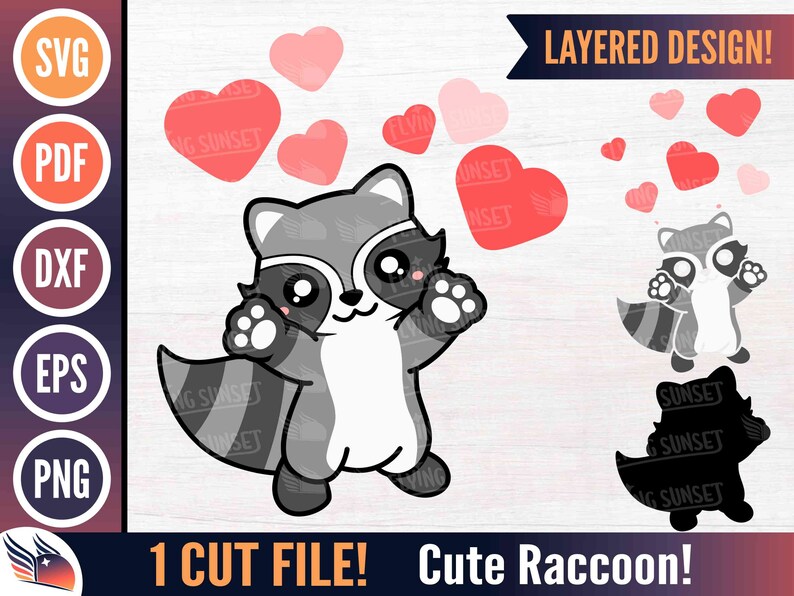 Cute Raccoon SVG PNG, Raccoon Love Clipart, Woodland Forest Animal ...
