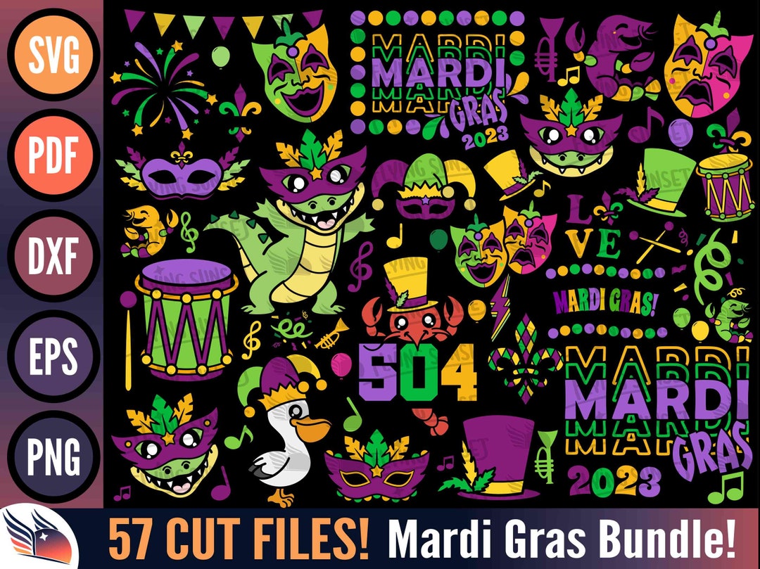 Mardi Gras SVG PNG Cute Mardi Gras Clipart Layered Fat - Etsy