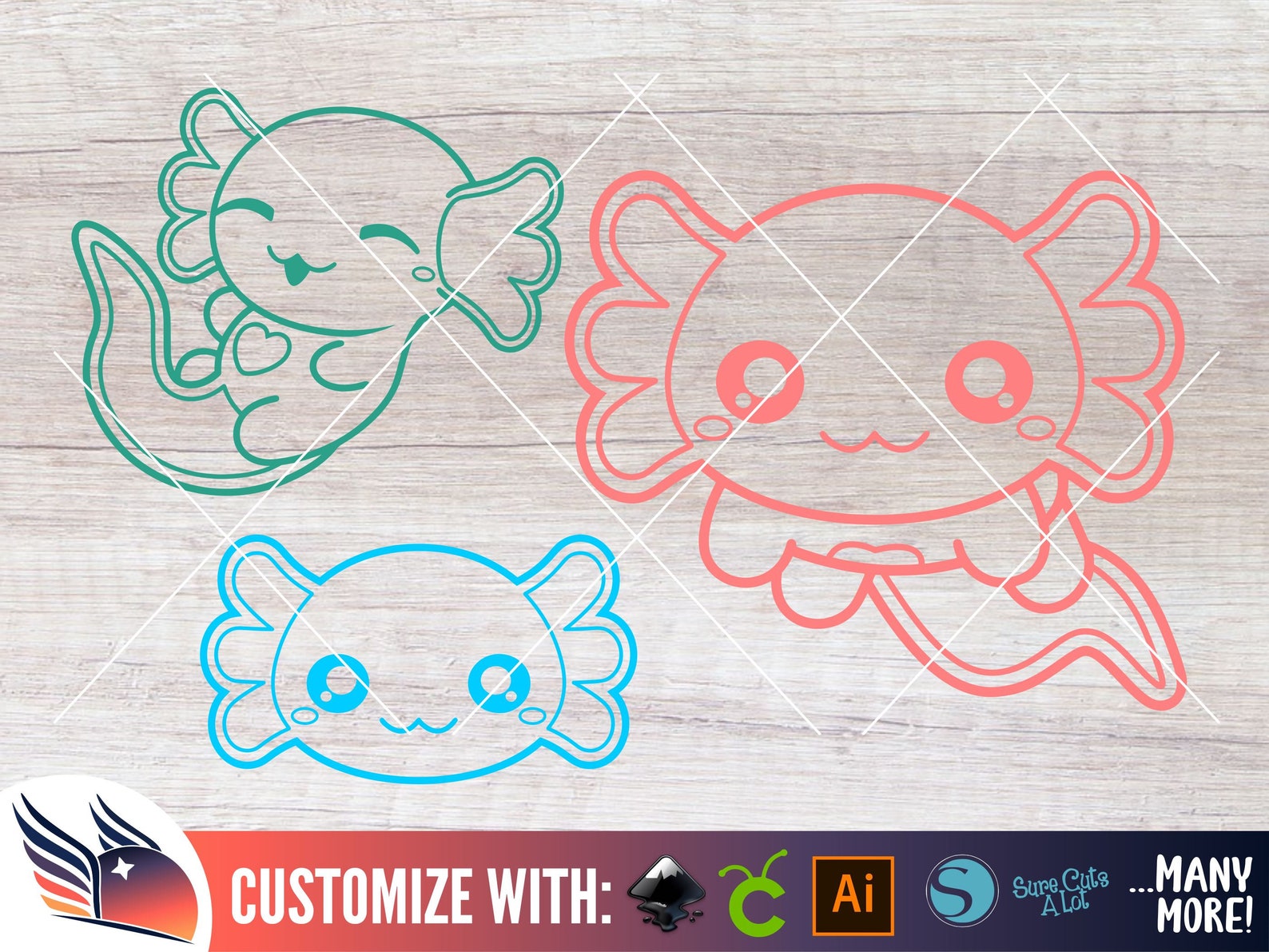 Axolotl Outline SVG Cute Axolotl PNG Axolotl Coloring Page - Etsy UK