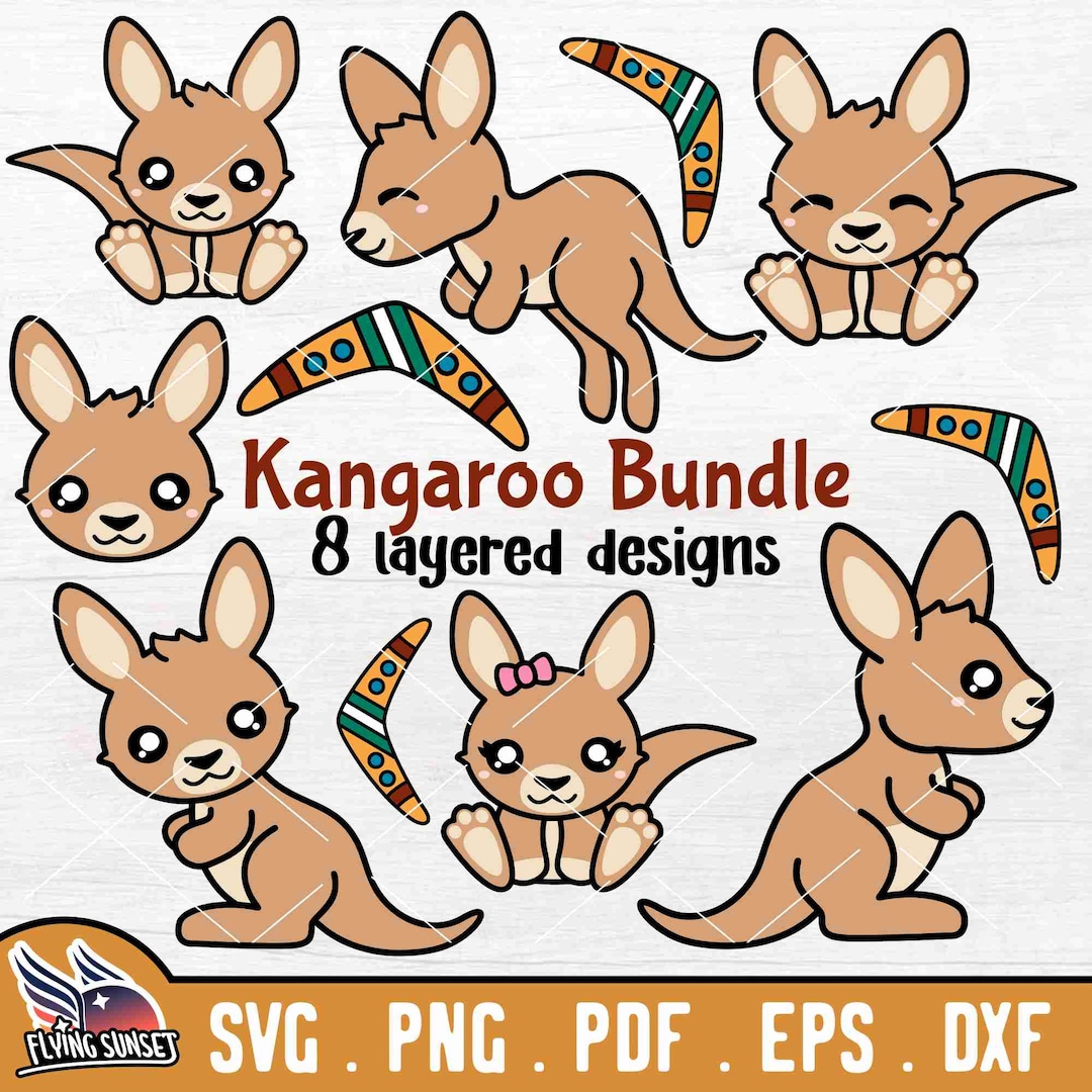 Cute Kangaroo SVG, Baby Kangaroo Svg, Kawaii Kangaroo Clipart ...