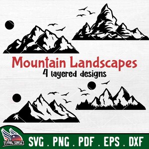 Mountain Landscape SVG, Mountain Silhouette Cut File, Forest Outdoor ...