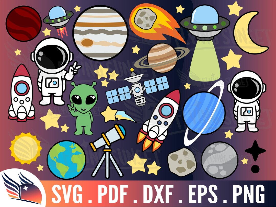 Outer Space SVG Cute Planets Svg Solar System Cut Files - Etsy