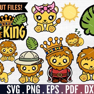 Cute Lion SVG Clipart, Jungle Animal, Kawaii Safari Lion, Girl Lioness ...