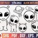 Cute Alien Outline SVG, Alien Face Decal, Kawaii Clipart Bundle, Outer ...